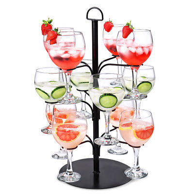 Cocktail Tree Black - Cocktail Glass Display for 12 Glasses Gin Serving ...