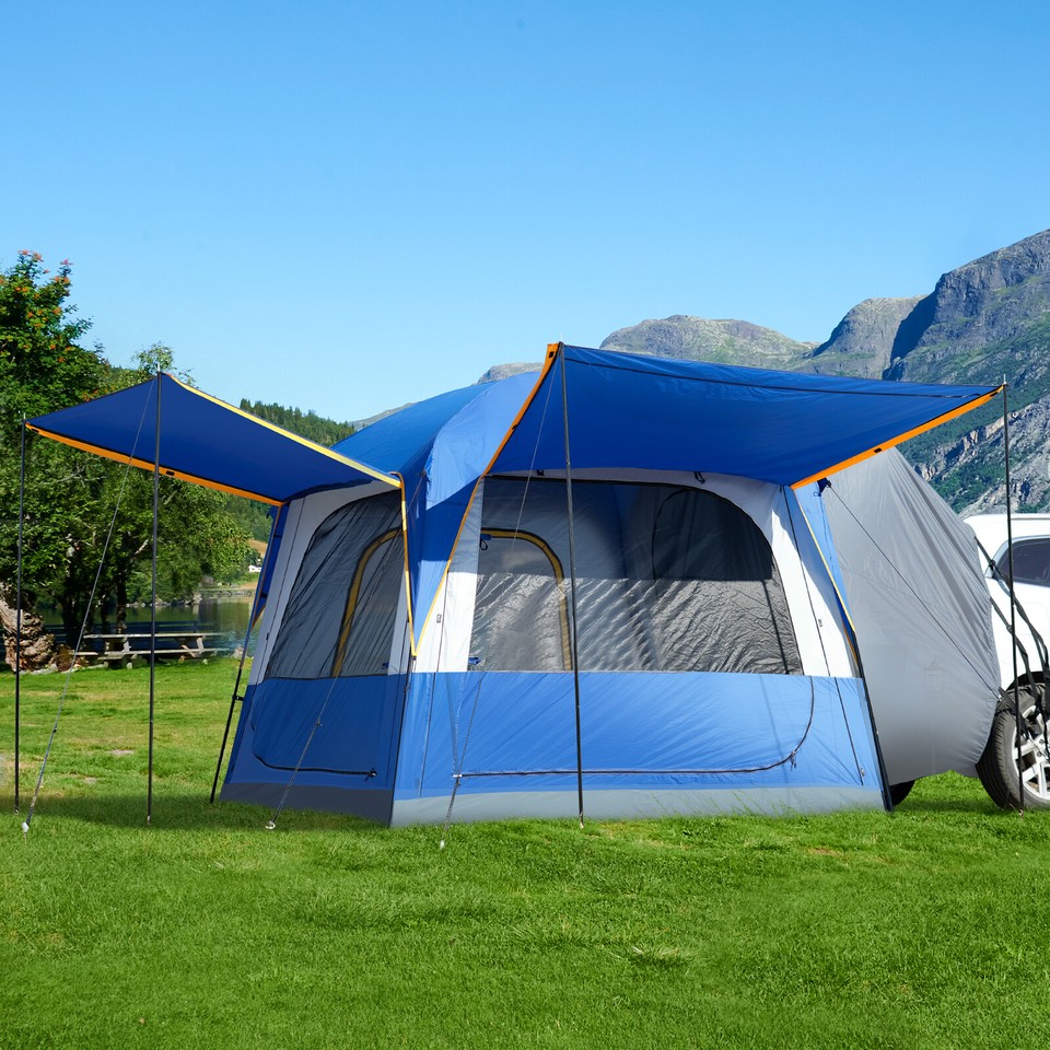 SUV Tent for Camping with Rainfly & 2 Awnings 4-6 Person Car Truck ...
