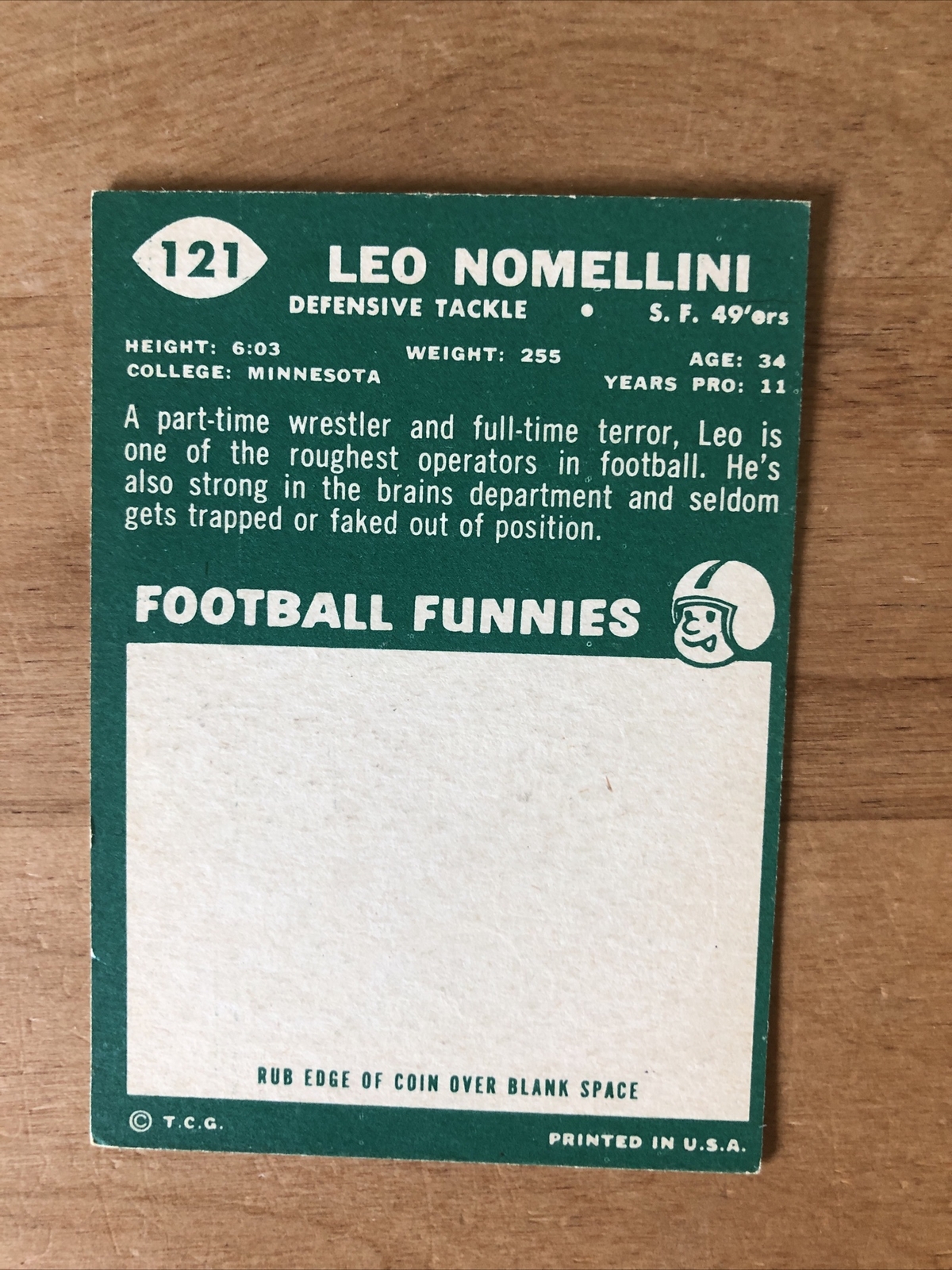 1960 Topps Football Card #121 Leo Nomellini San Francisco 49ers HOF | eBay