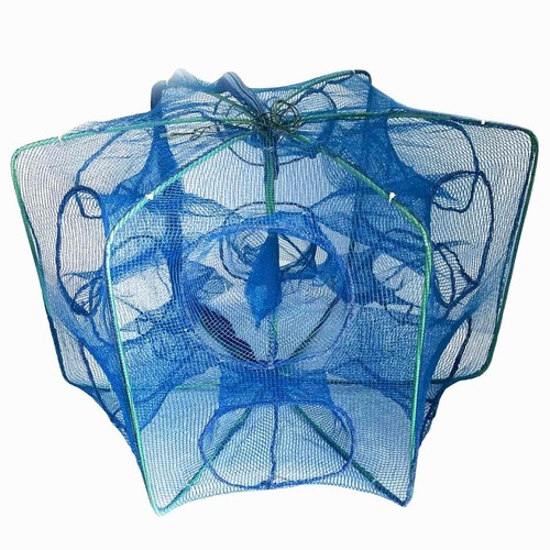 Collapsible Net Fishing Cage Shrimp Cage Crab Cage Bait Trap Blue | eBay