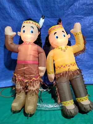5' Air Blown Inflatable Thanksgiving Indian Boy and Girl Combo C103 ...