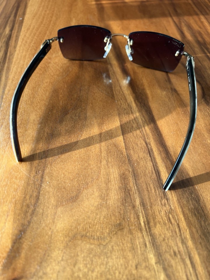 Cartier White Buffs Diamond Cut Lenses Gold Frame Sunglasses Buffalo ...