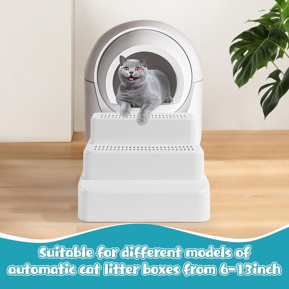 Adjustable 3 Steps Litter Box Ramp with Filter Function, Detachable ...