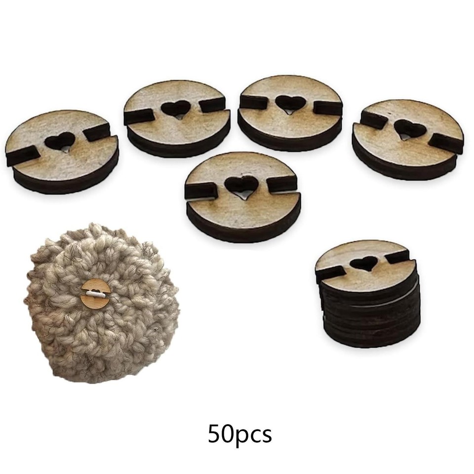 50x Wooden, Pom Poms Buttons, Pompom Holders, Knitted Hat Making ...