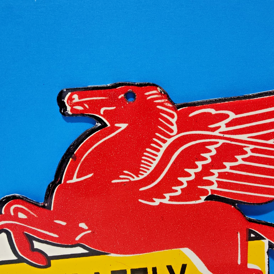 Vintage Pegasus Drive Safely Porcelain Enamel Sign 8" x 5" Inches | eBay