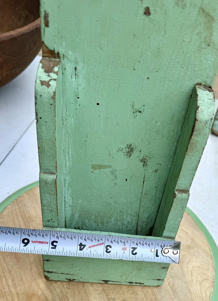 Antique Hanging Wall Box, Wood, Green Paint, Vintage Primitive Letter ...