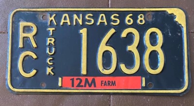 Kansas 1968 RICE COUNTY FARM TRUCK License Plate # RC 1638 | eBay
