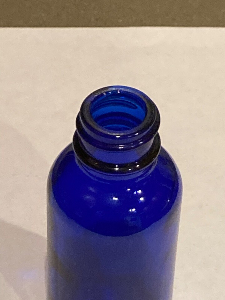 Small Round Blue Glass Bottle | eBay