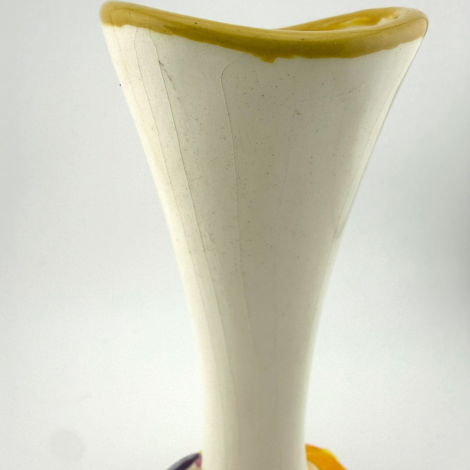 Vintage artisan hand painted floral studio pottery bud vase - whimsical ...