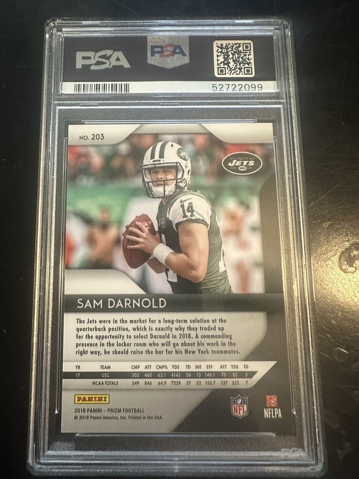 2018 Panini Prizm #203 Sam Darnold Rookie Card PSA 10💎GEM MINT🔥📈RC🔥🏈 ...