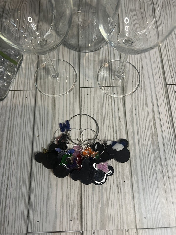 Homemade Wine Glass Charms Drink Tags Set Disney Themed 7 Set | eBay