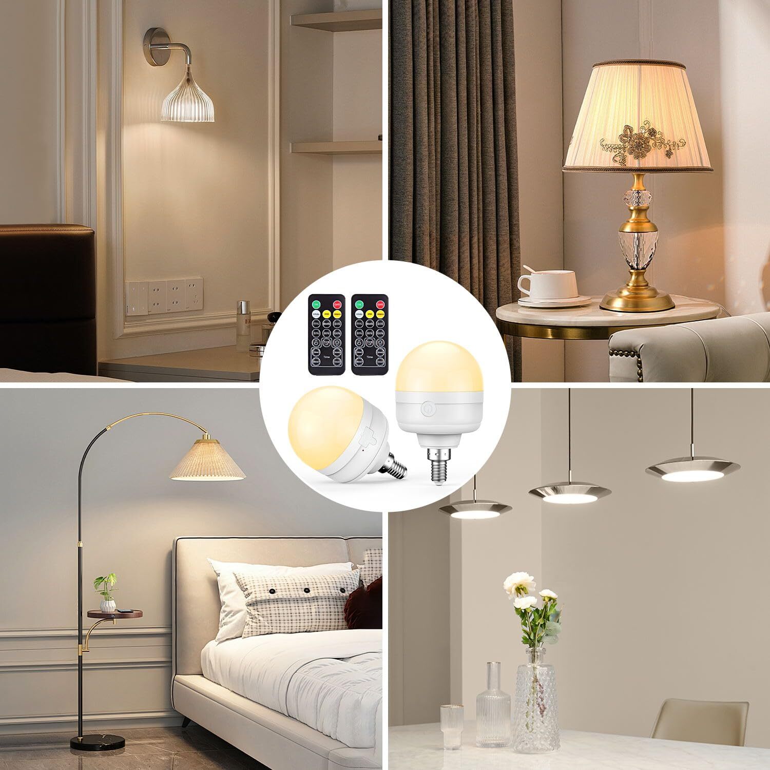 SCOPOW E12 Rechargeable Light Bulbs with Remote Control Timer and 3 ...