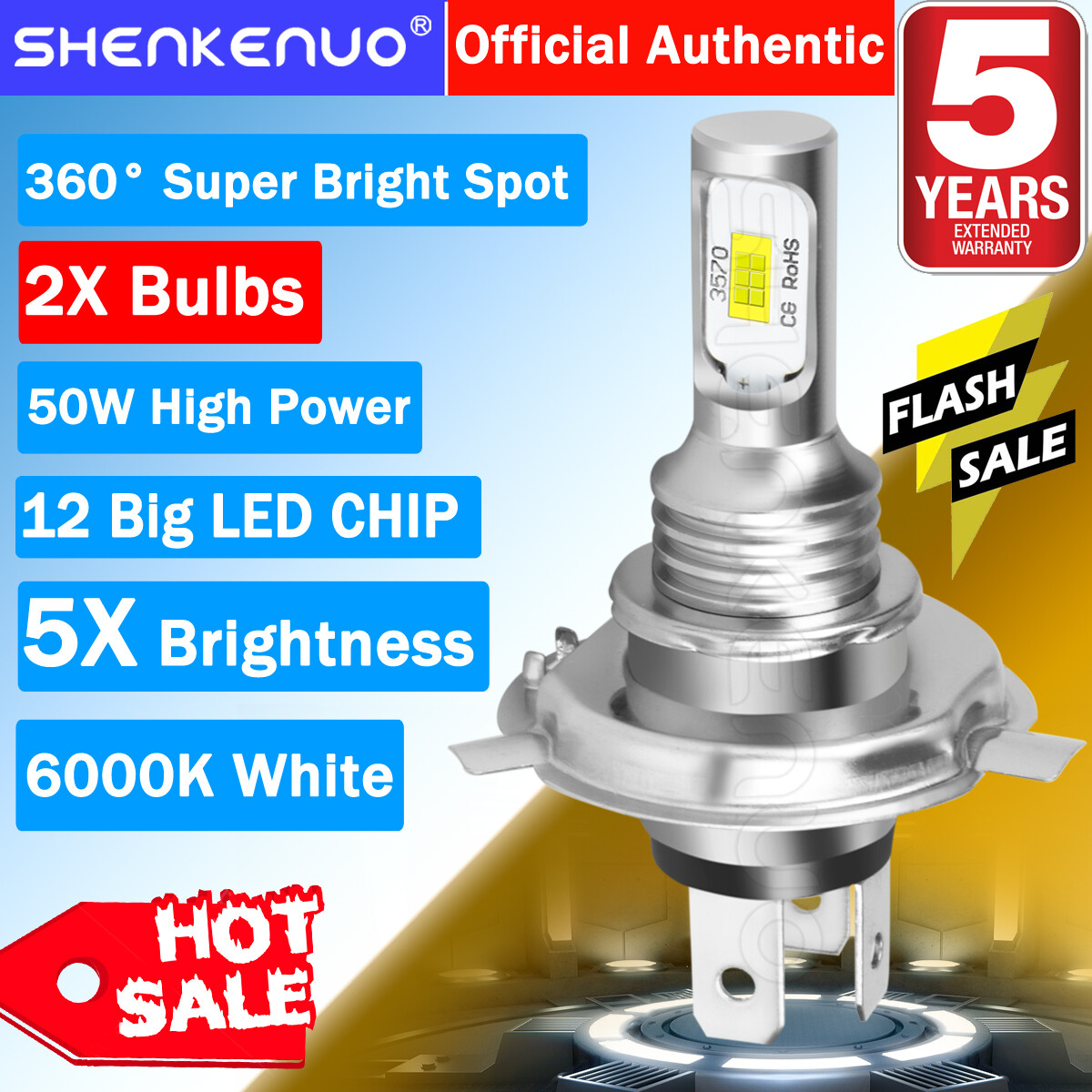 For Lexus LS400 1993-1994 - 2X 9003 LED Headlight Bulbs High Low Beam ...