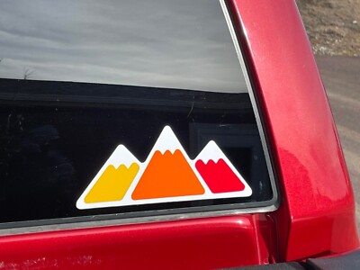 Red Retro Adventure Mountain Tri-color sticker For Toyota | eBay