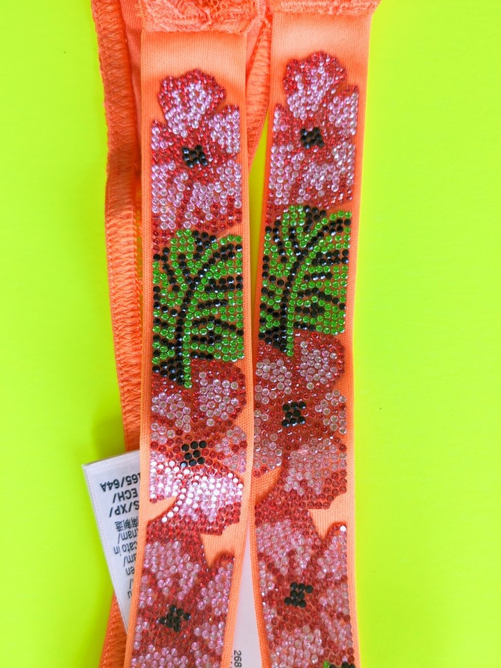 Victoria's Secret Rhinestone Size XS Lace Orange Thong Panty - Limited ...