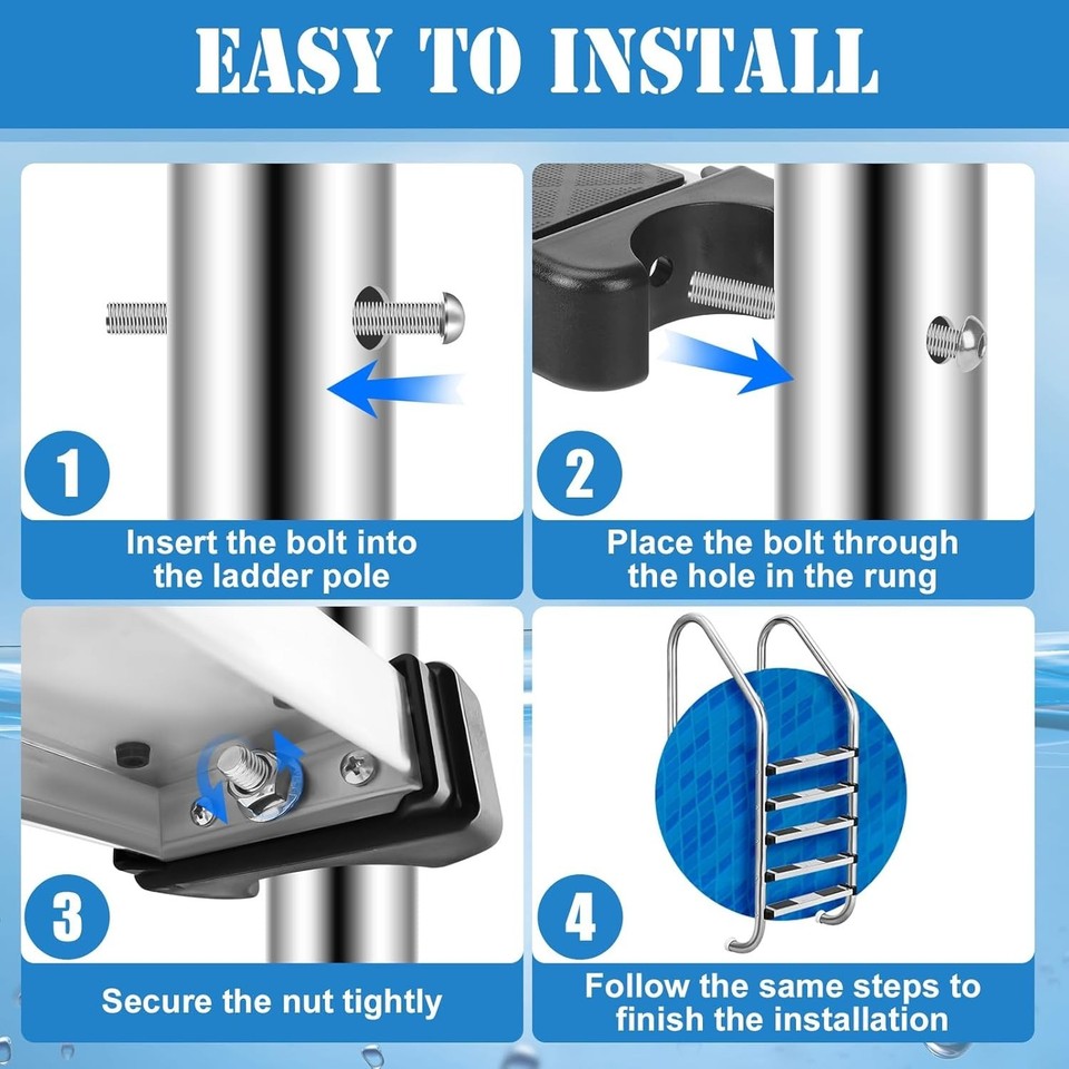6Pcs Stainless Steel Pool Ladder Steps Replacement with Pool Ladder ...