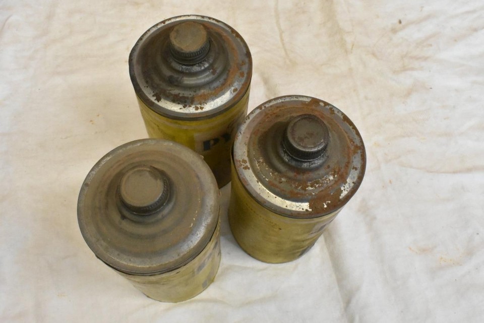 3 Antique 1936 Vintage Paper Label Pyroil Top Oil Cans 32 oz | eBay