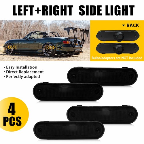 Rear Front Side Marker Lights For 1990-2005 Mazda Miata MX-5 Smoked LH ...