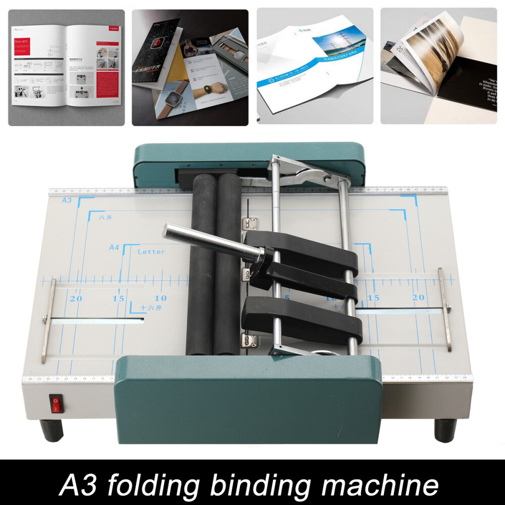 Manual Booklet Maker Paper Binding Folding Machine Staple Binder Folder ...