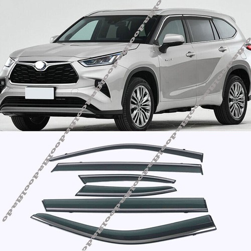 6pcs For Highlander 2020-2022 Chrome Trim Car Window Visor Rain Guard ...