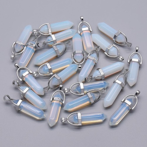 100pcs Wholesale Opal Stone Hexagonal Column Pendants for DIY Jewelry ...