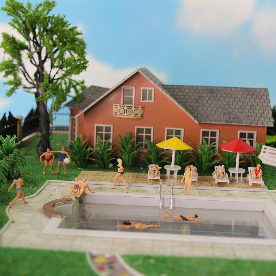 Evemodel 40pcs 1:87 HO Scale Seaside Visitors Swimmers Swimming People ...