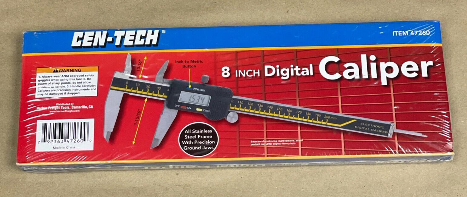 CEN-TECH 8 INCH STAINLESS STEEL DIGITAL CALIPER 47260, 0-8" & 0-200MM ...