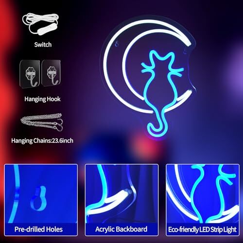 Neon Signs for Wall Decor White Blue LED Light Sign for Preppy Room ...