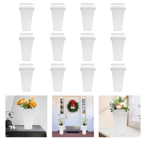 12 Pcs White Plastic Flower Buckets, Flower Display Buckets, Home ...