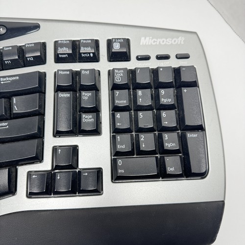 Microsoft Wireless Keyboard 4000 Model 1027 Black Silver Ergonomic NO ...
