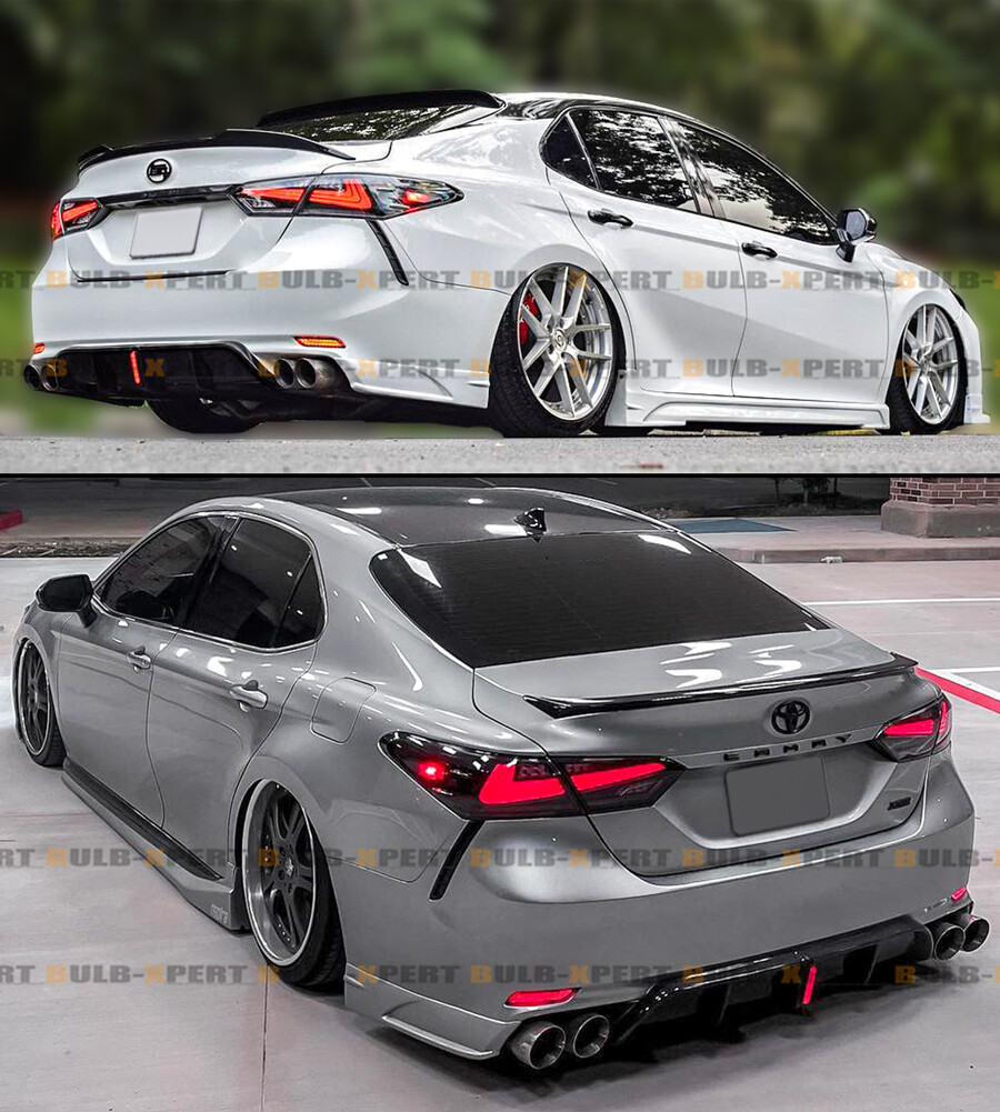 CTM DESIGN V2 GLOSS BLACK LED REAR BUMPER DIFFUSER FOR 18-24 TOYOTA ...