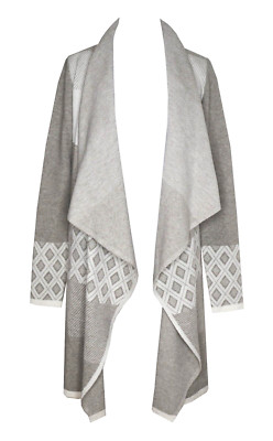 CYRUS Evolution S Cardigan Sweater Duster Long Light Grey Cream Stripe ...