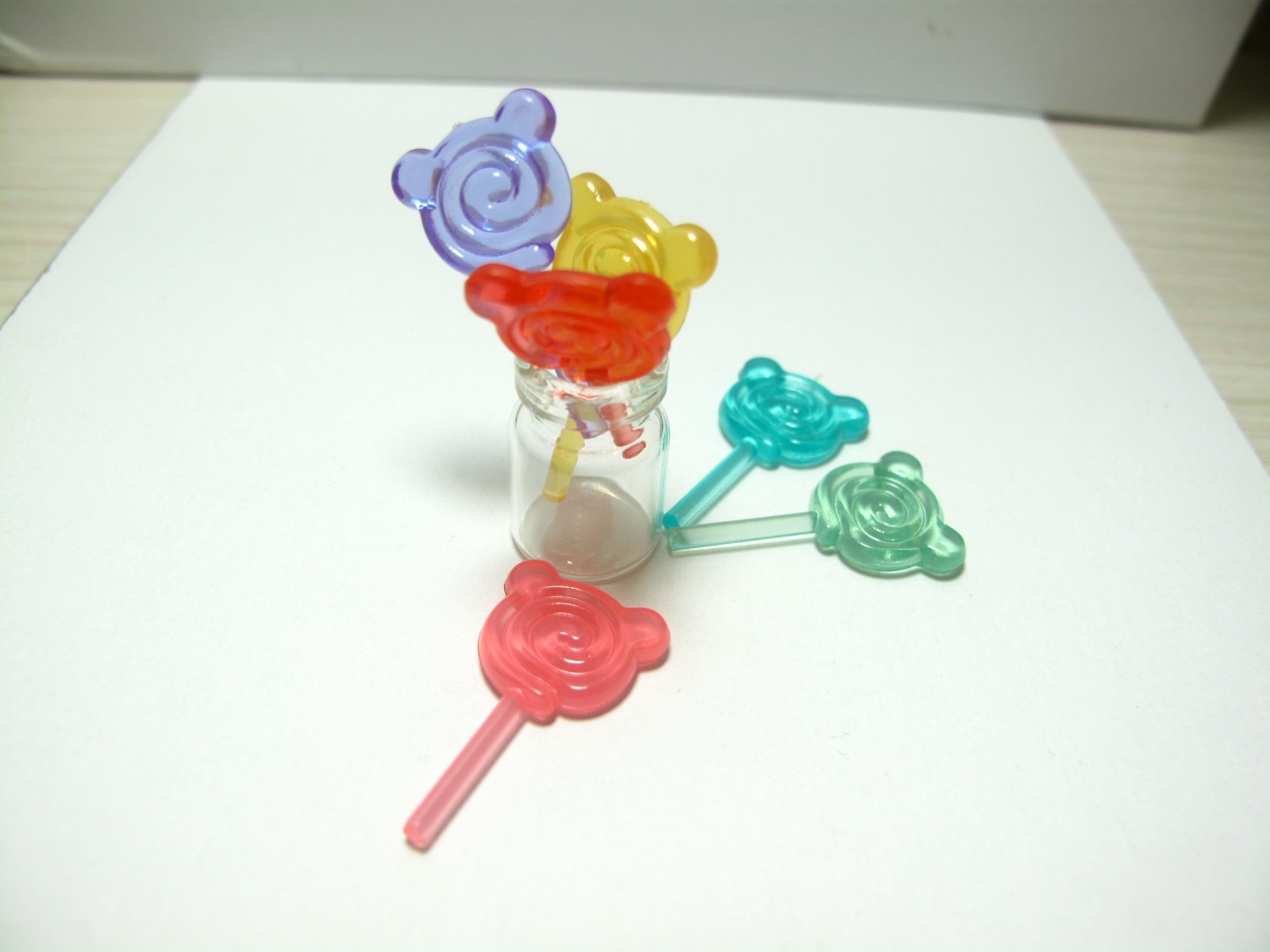 6 Miniature 1:12 Toy Mini Bear Lollipop Holder Candy Food Doll House ...