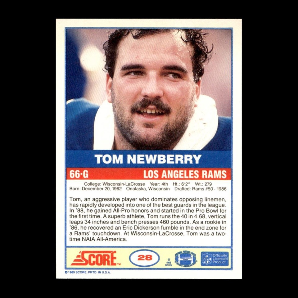 Tom Newberry 1989 Score Los Angeles Rams #28 R329M 100 | eBay