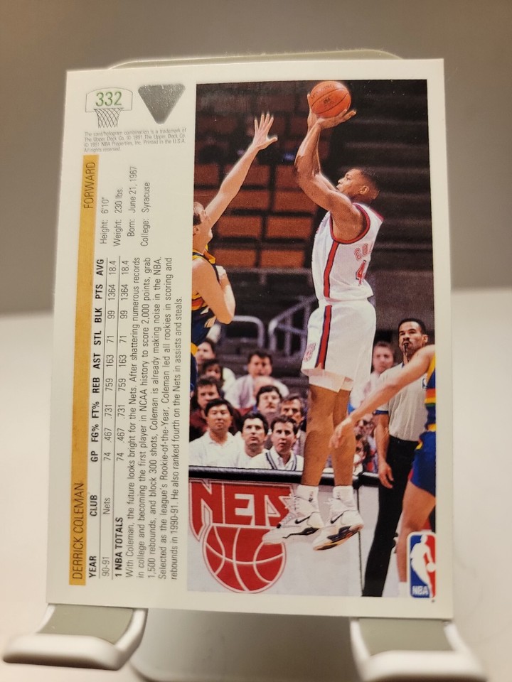 1991-92 Upper Deck - #332 Derrick Coleman (Rookie) Free Shipping | eBay