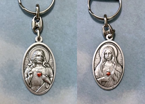 Sacred Hearts Key Chain Sacred Heart of Jesus Immaculate Heart of Mary ...