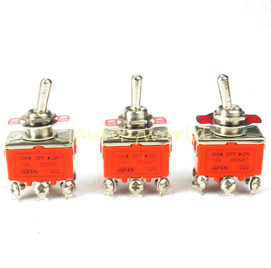 10PCS DPDT ON-OFF-ON DC Motor Reversing Toggle Switch 15A 250VAC 1322 6 ...