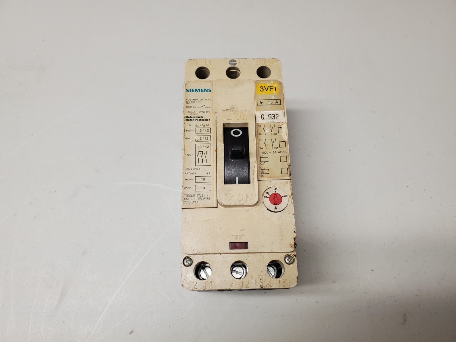 SIEMENS Circuit Breaker 40A 3VF1-231-1DG11-0AB4 / 3VF12311DG110AB4 | eBay