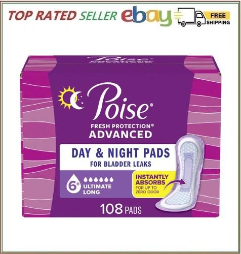 Poise Plus Incontinence Pads, Ultimate Absorbency Long, 108-count | eBay