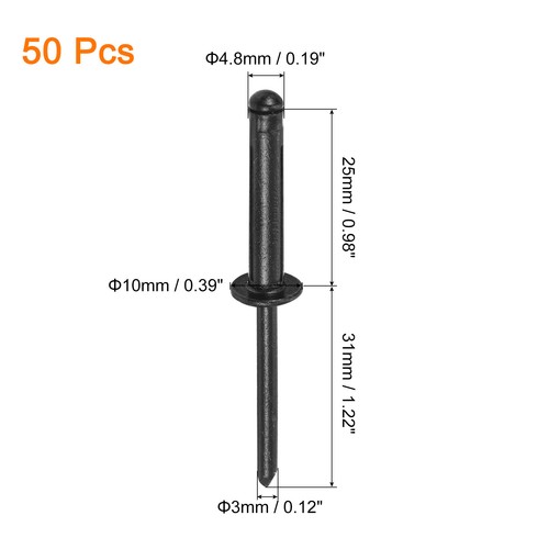 50Pcs 3/16"x1" Aluminum Round Head Tri Grip Rivets for Marine Boat ...