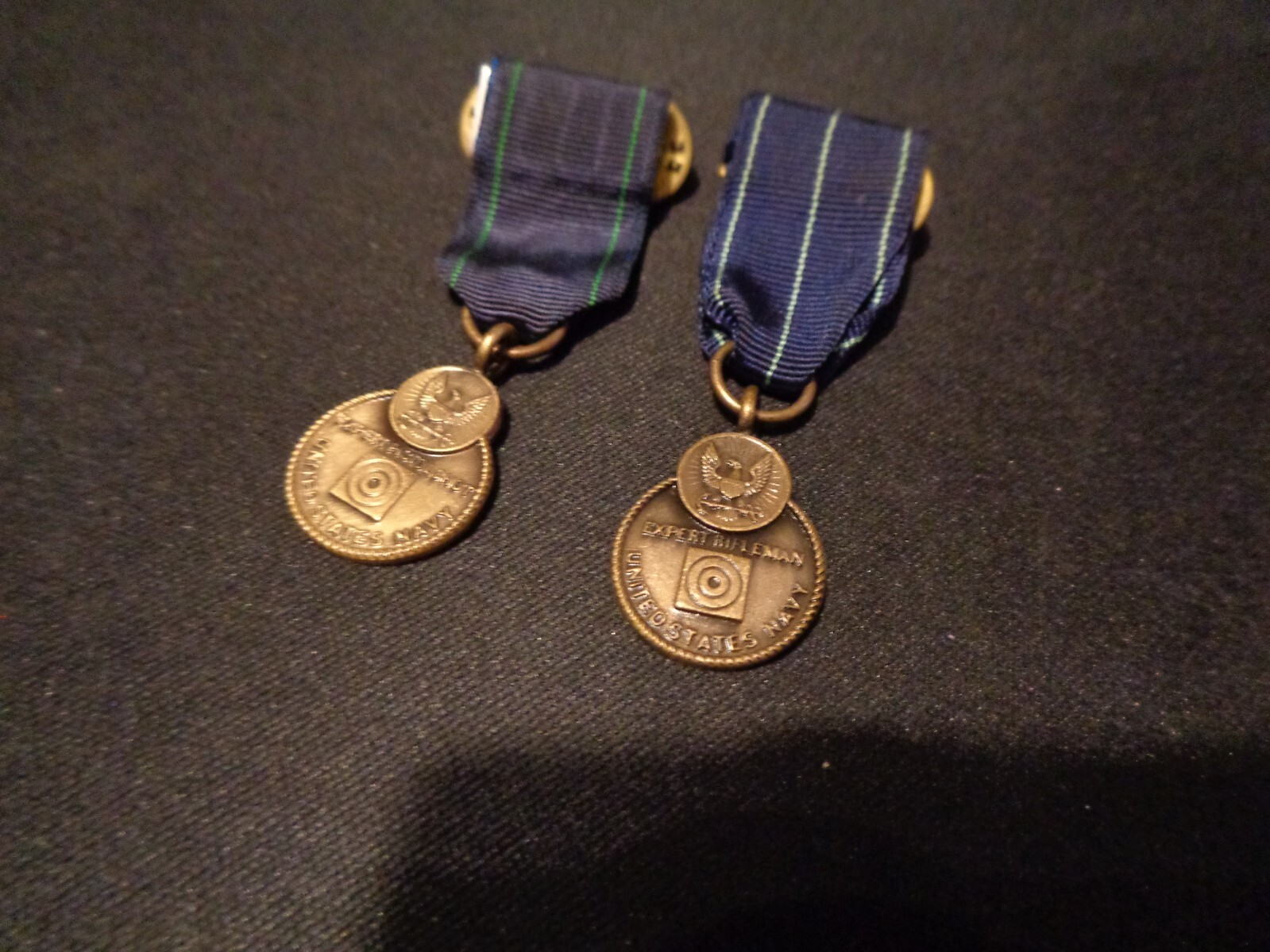 MINI SIZE MEDAL SET 2 NON-MOUNTED PISTOL RIFFLE UNITED STATES NAVY USN ...