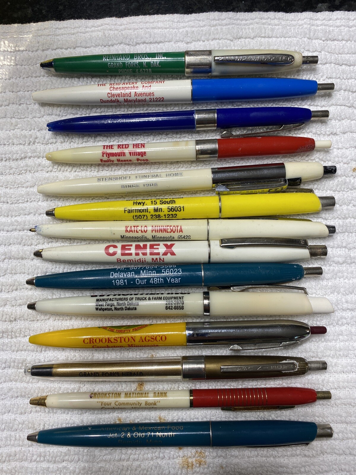 Vintage Lot of 14 Old Advertising Pens North Dakota Maryland Minnesota ...