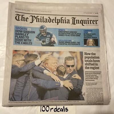 Philadelphia Inquirer Sunday Newspaper 7/14/2024 Trump Rally Shooting ...