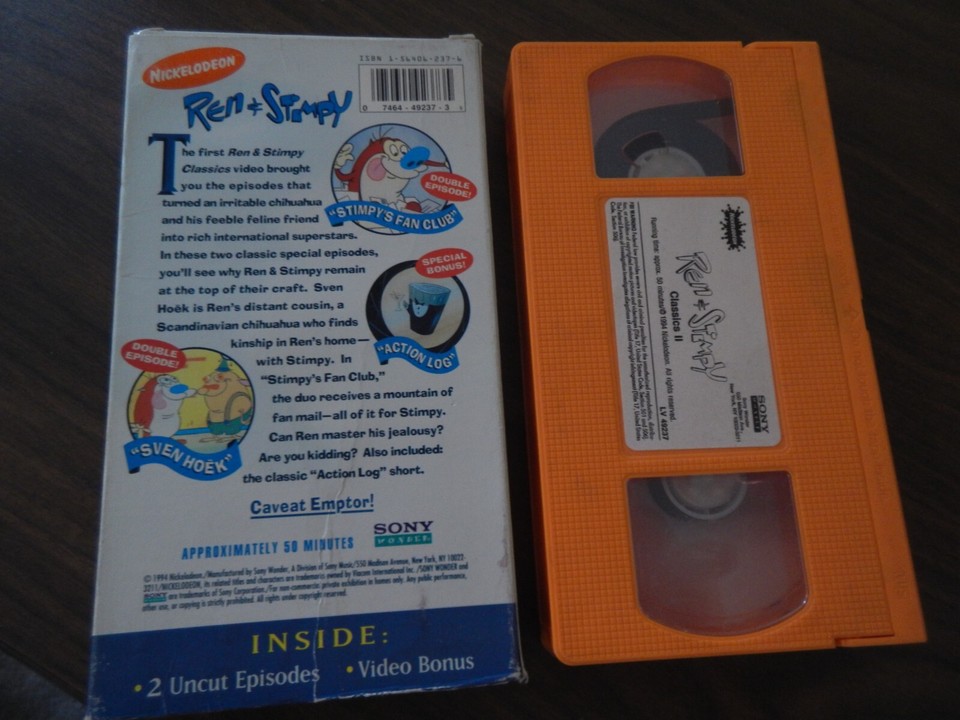 NICKELODEON ORANGE RARE VHS REN & STIMPY CLASSICS 2 II FAN CLUB SVEN ...