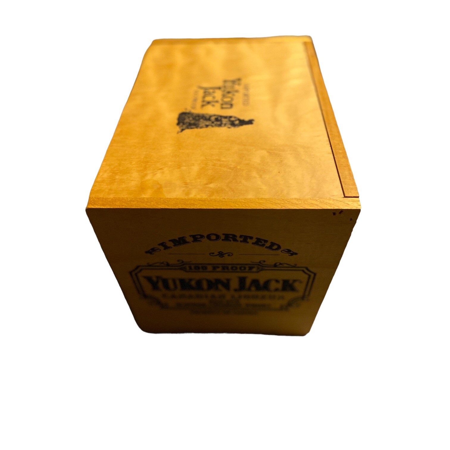 YUKON JACK CANADIAN WHISKEY WOODEN CRATE 100 PROOF CANADA LIQUOR BOX ...