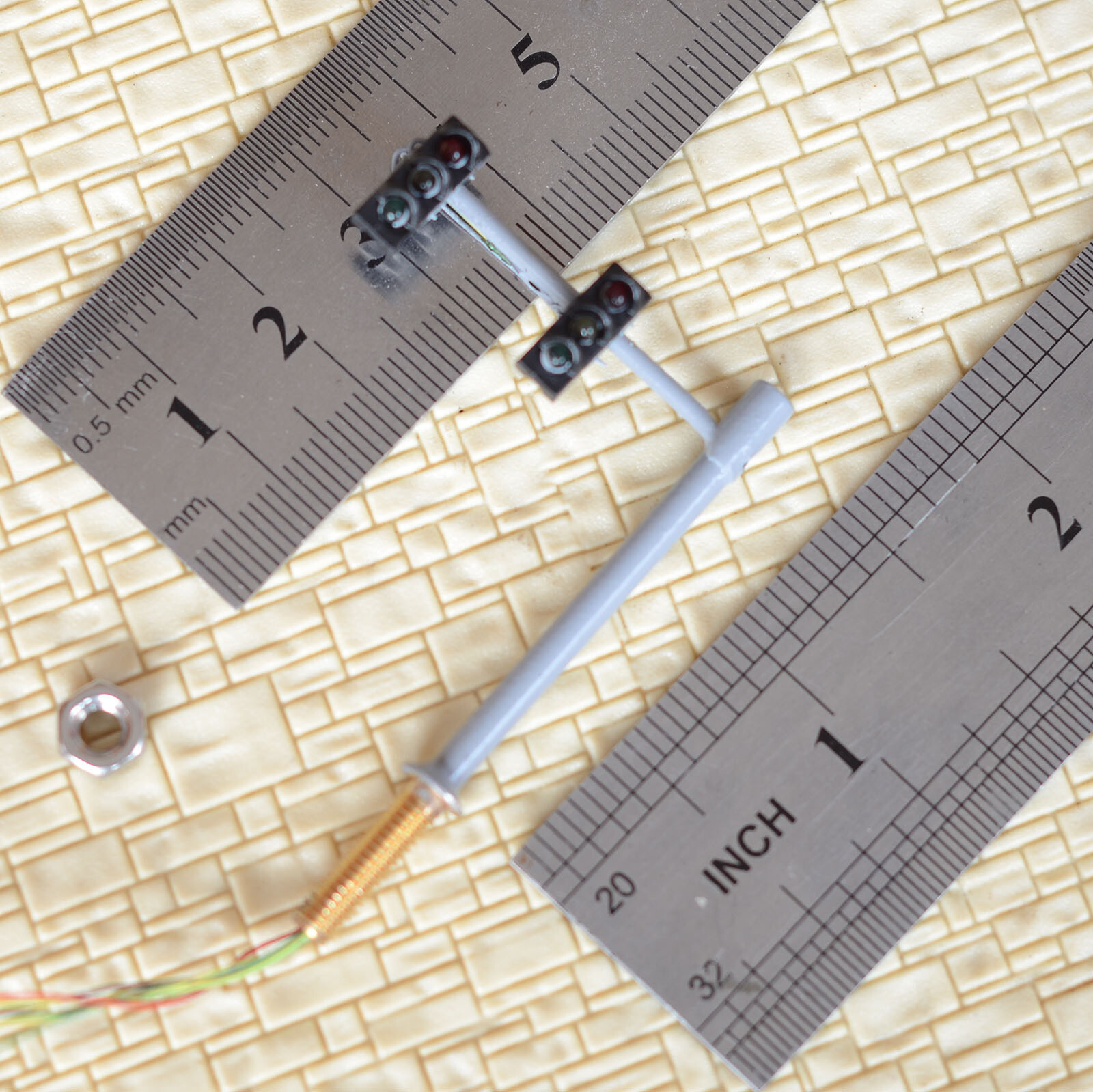 2 x traffic lights N scale crossing walk model LED pedestrian street ...