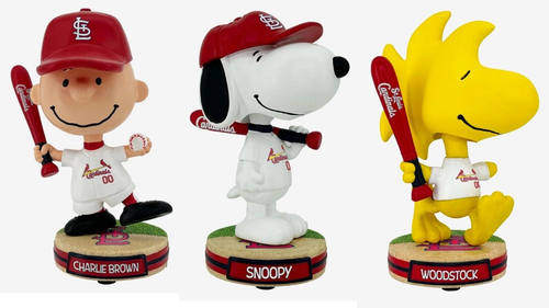 ST. LOUIS CARDINALS PEANUTS MINI BIGHEAD BOBBLEHEAD SET OF 3! FOCO NIB ...