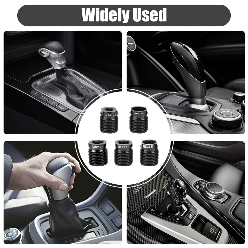 5Pcs Gear Shift Knob Adapter Kit for M10x1.25/M12/M14 Threads Car ...