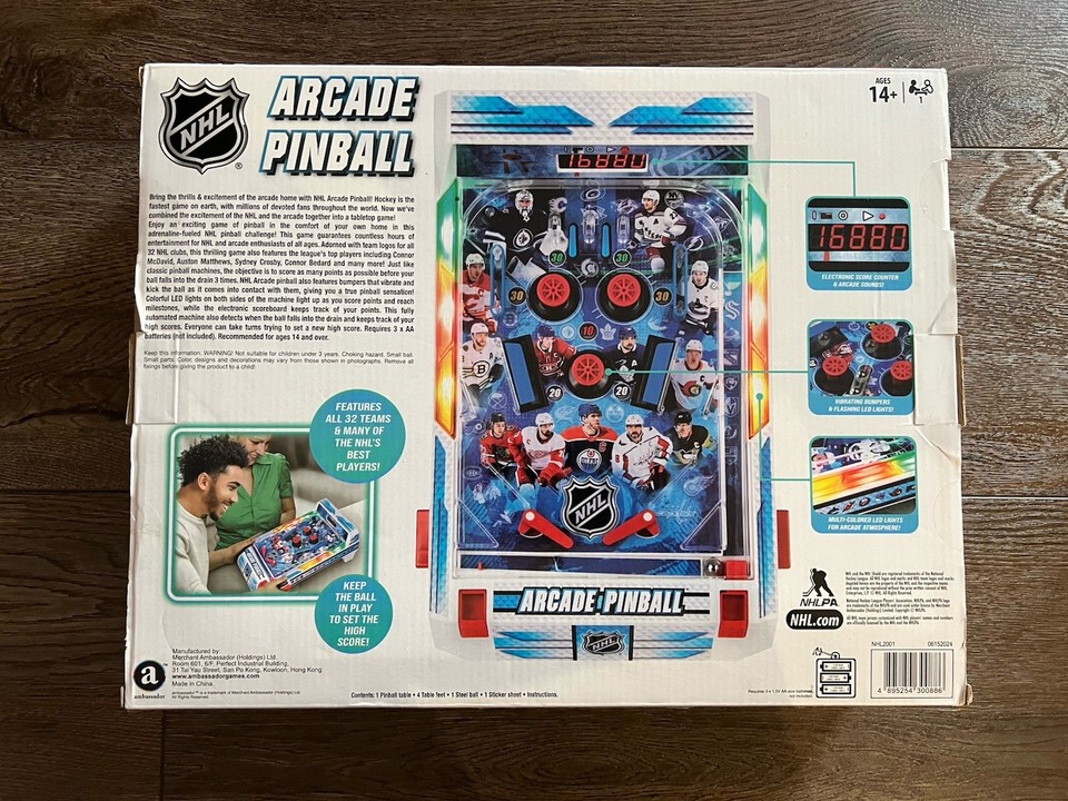 Ambassador NHL Arcade Pinball - Light & Sound Tabletop Sports Game ...