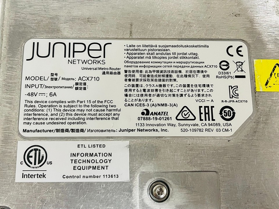 Juniper ACX710 ACX710DC 10G/100G Universal Metro Router "Without Fan ...